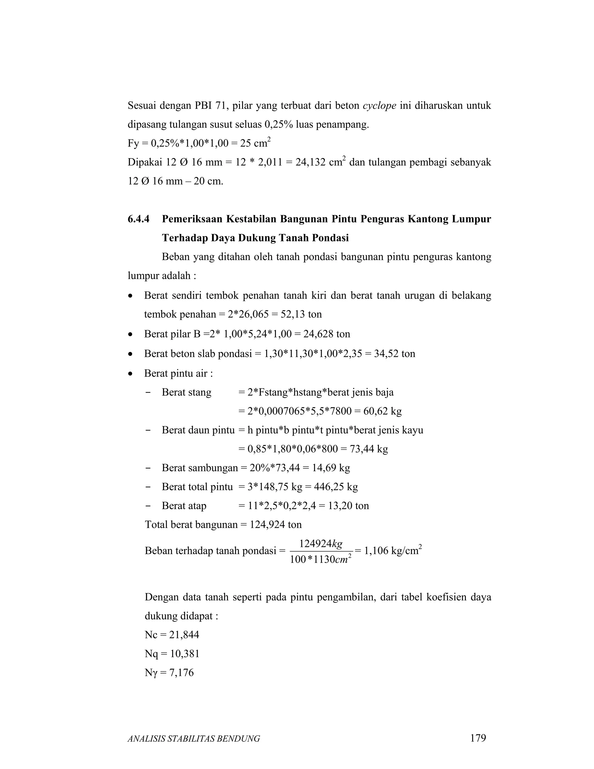 Analisis stabilitas bendung | PDF