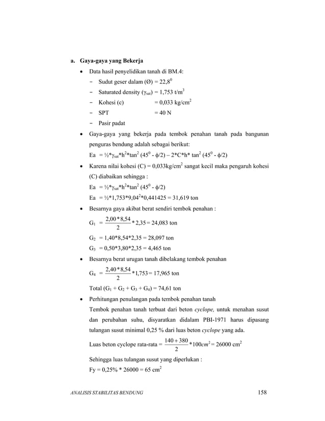 Analisis stabilitas bendung | PDF