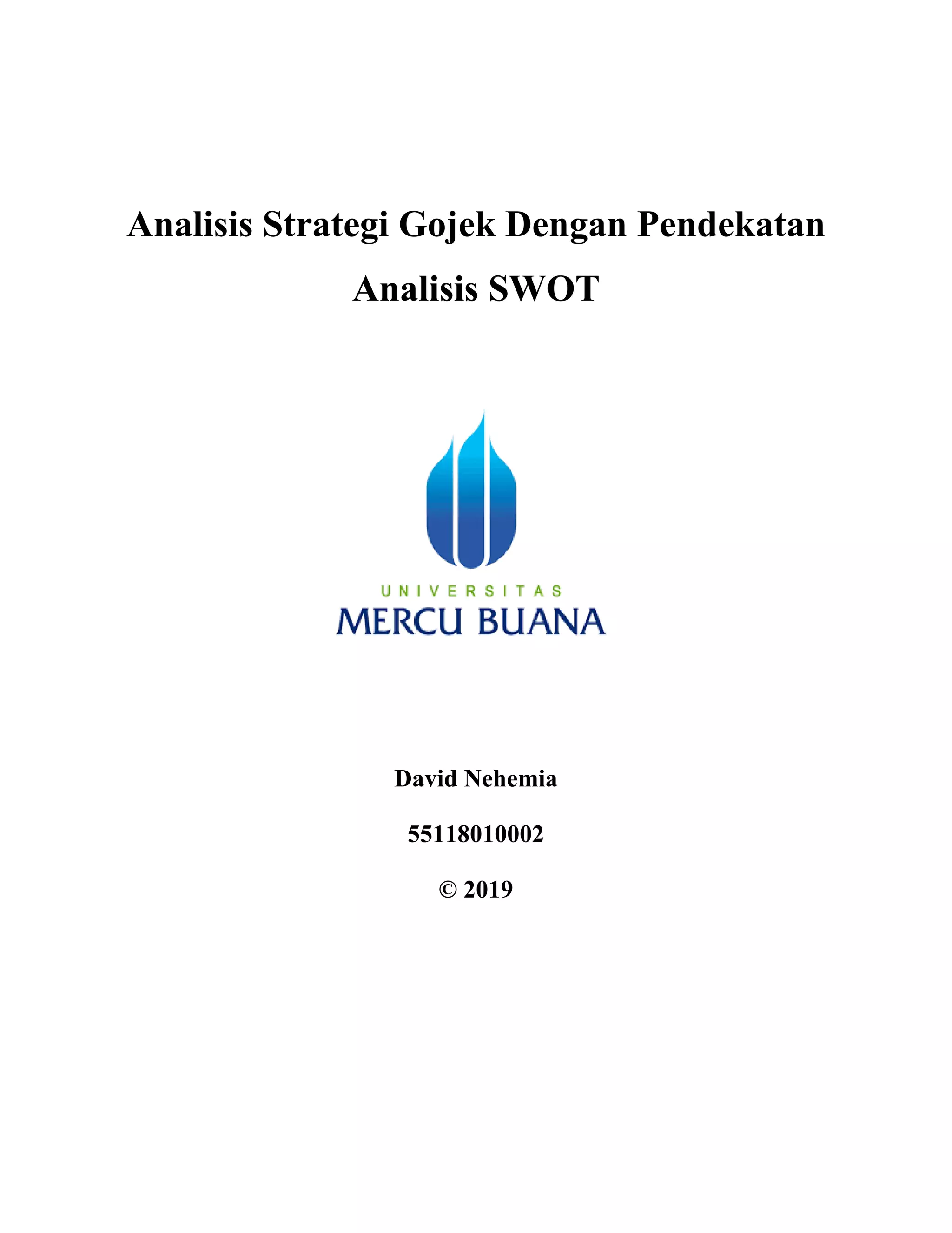 Analisis strategi gojek dengan pendekatan analisis swot | PDF