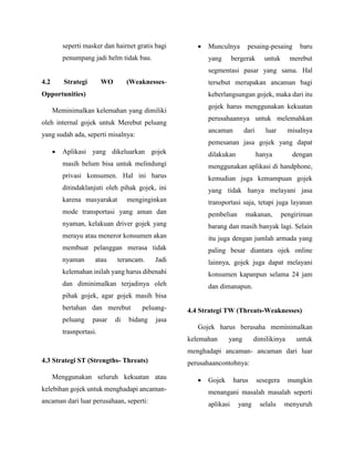 Analisis strategi gojek dengan pendekatan analisis swot | PDF