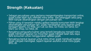 Analisis strategi gojek dengan pendekatan analisis swot | PPTX