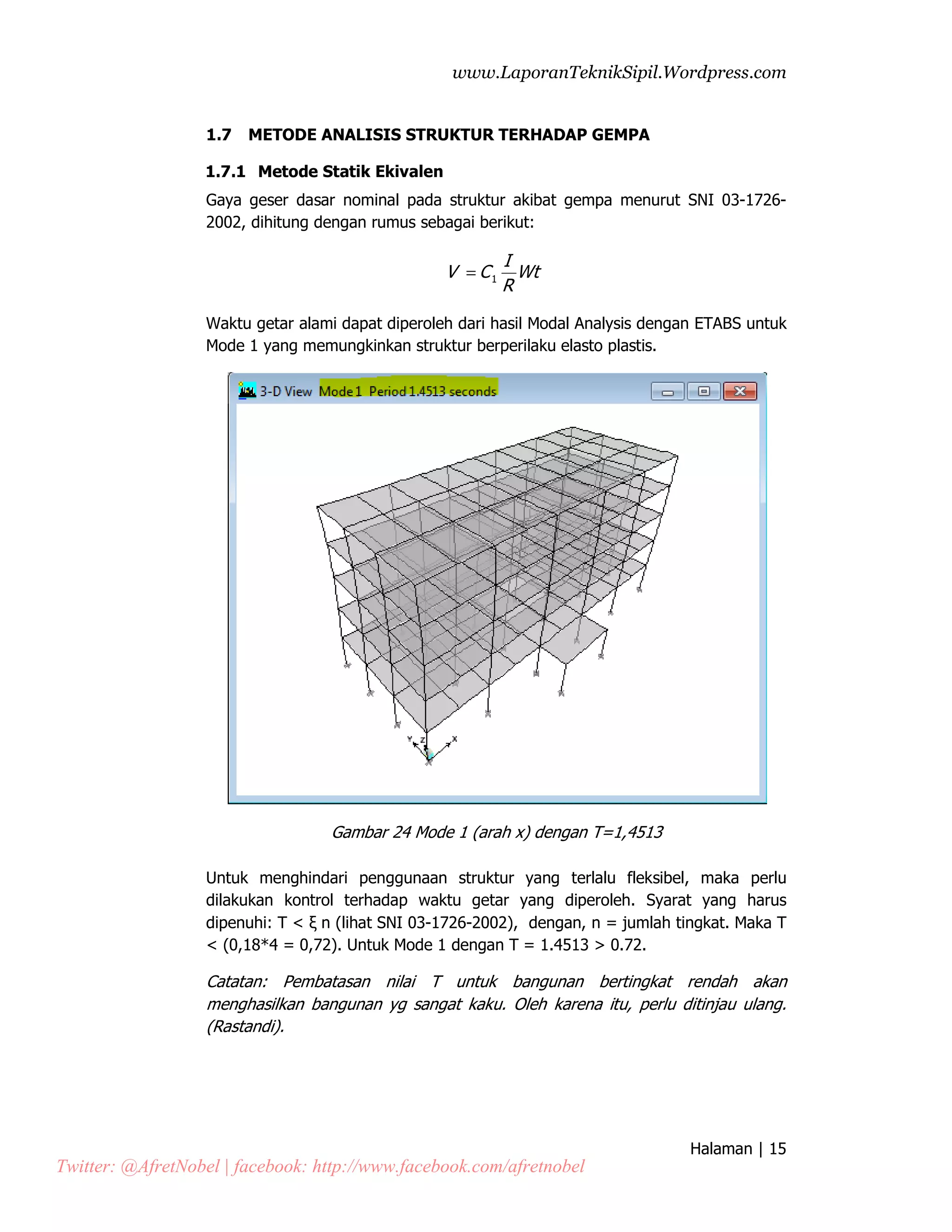 Analisis struktur gedung bertingkat rendah dengan software etabs v9 | PDF