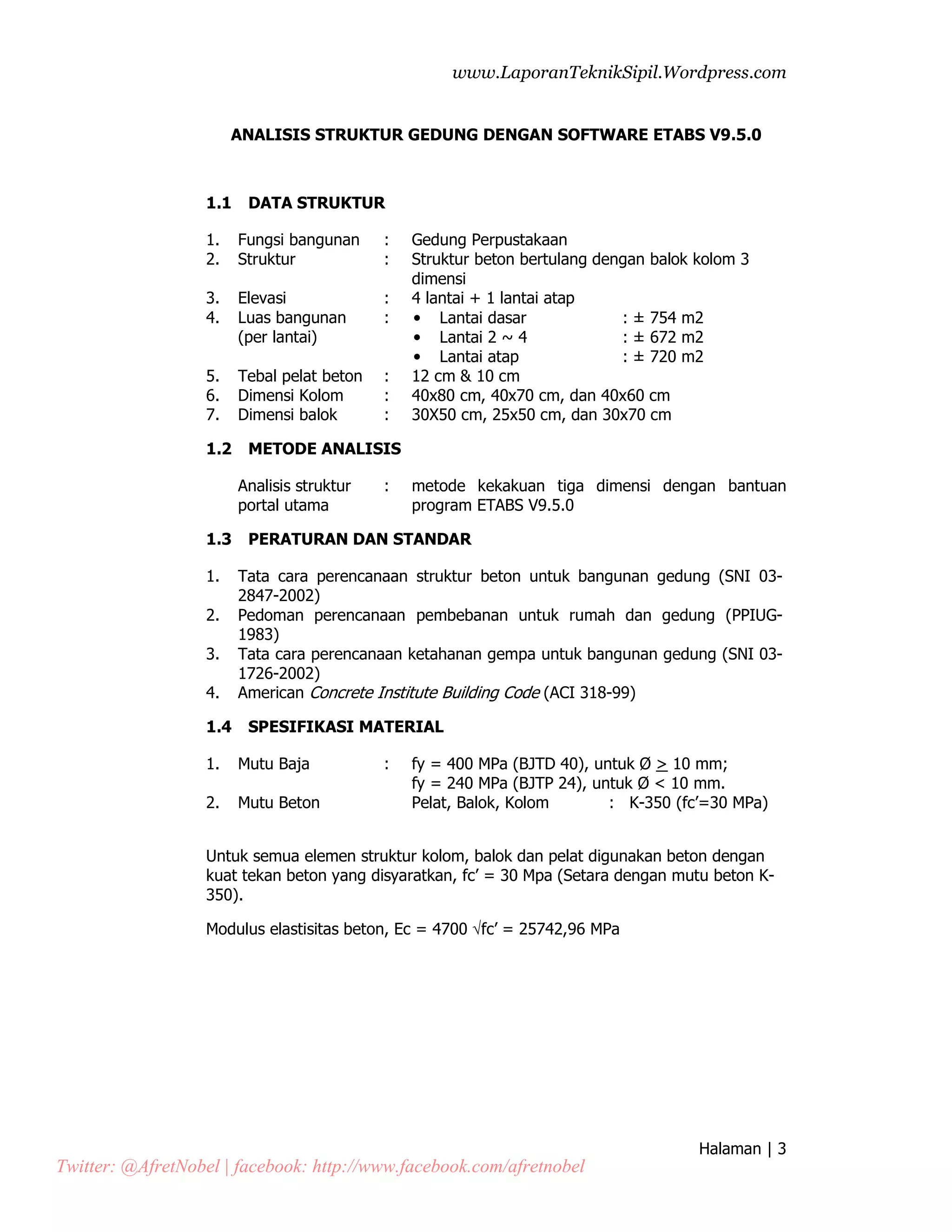 Analisis struktur gedung bertingkat rendah dengan software etabs v9 | PDF