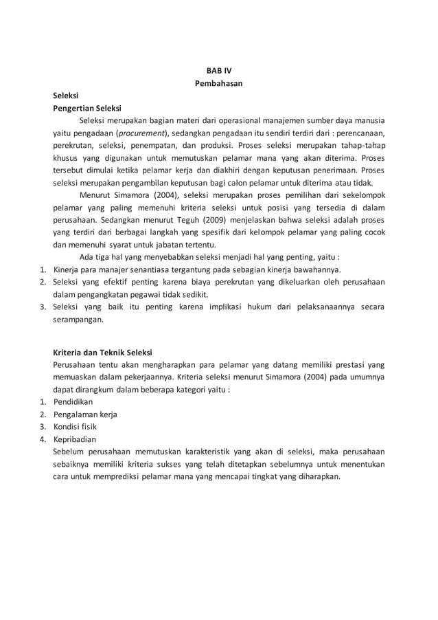 Analisis studi kasus tentang rekrutmen dan seleksi pt wings group | DOCX