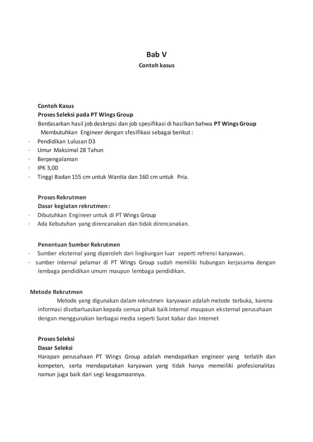 Analisis studi kasus tentang rekrutmen dan seleksi pt wings group | DOCX