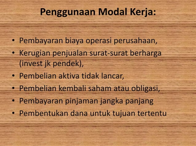 Analisis sumber dan penggunaan modal kerja | PPTX