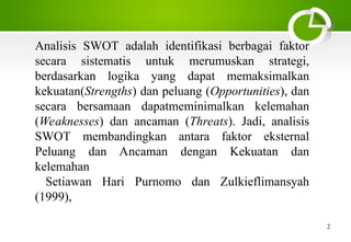 Analisis SWOT, Definisi, Aplikasi/penerapan.ppt | Free Download