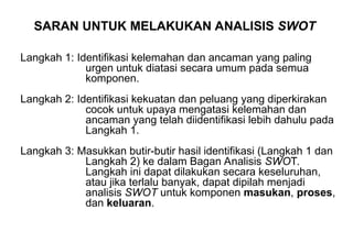 Analisis SWOT, Definisi, Aplikasi/penerapan.ppt | Free Download