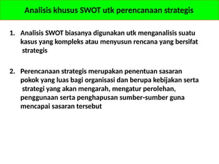 MATA KULIAH MANAJEMEN STRATEGIS ANALISIS SWOT | PPTX