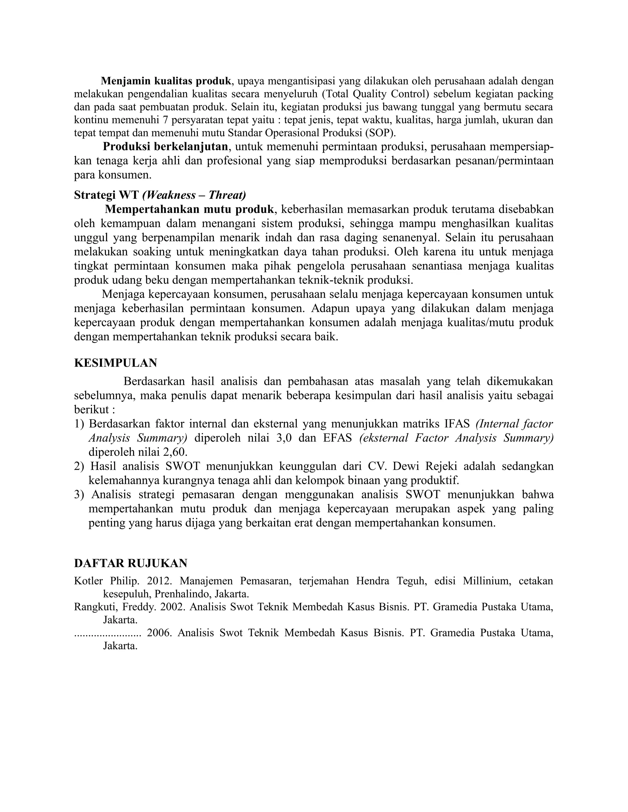 Analisis swot dalam menentukan strategi pemasaran | PDF