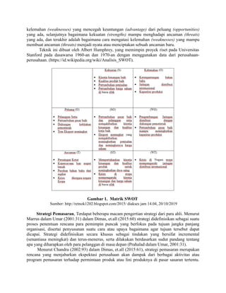 Analisis swot dalam menentukan strategi pemasaran | PDF
