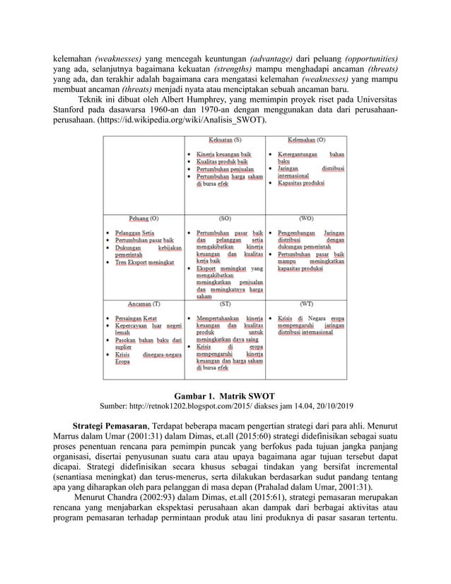 Analisis swot dalam menentukan strategi pemasaran | PDF
