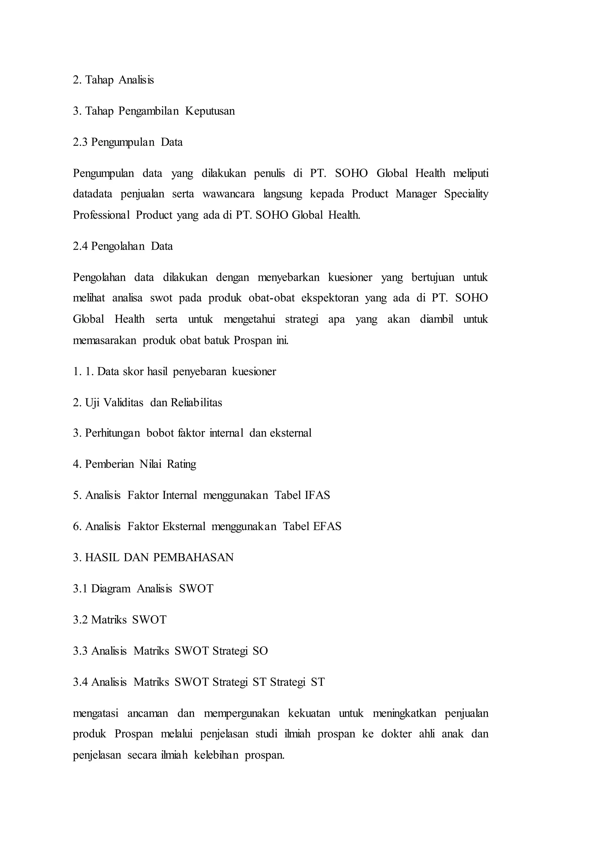Analisis swot obat batuk prospanpada pt | DOCX