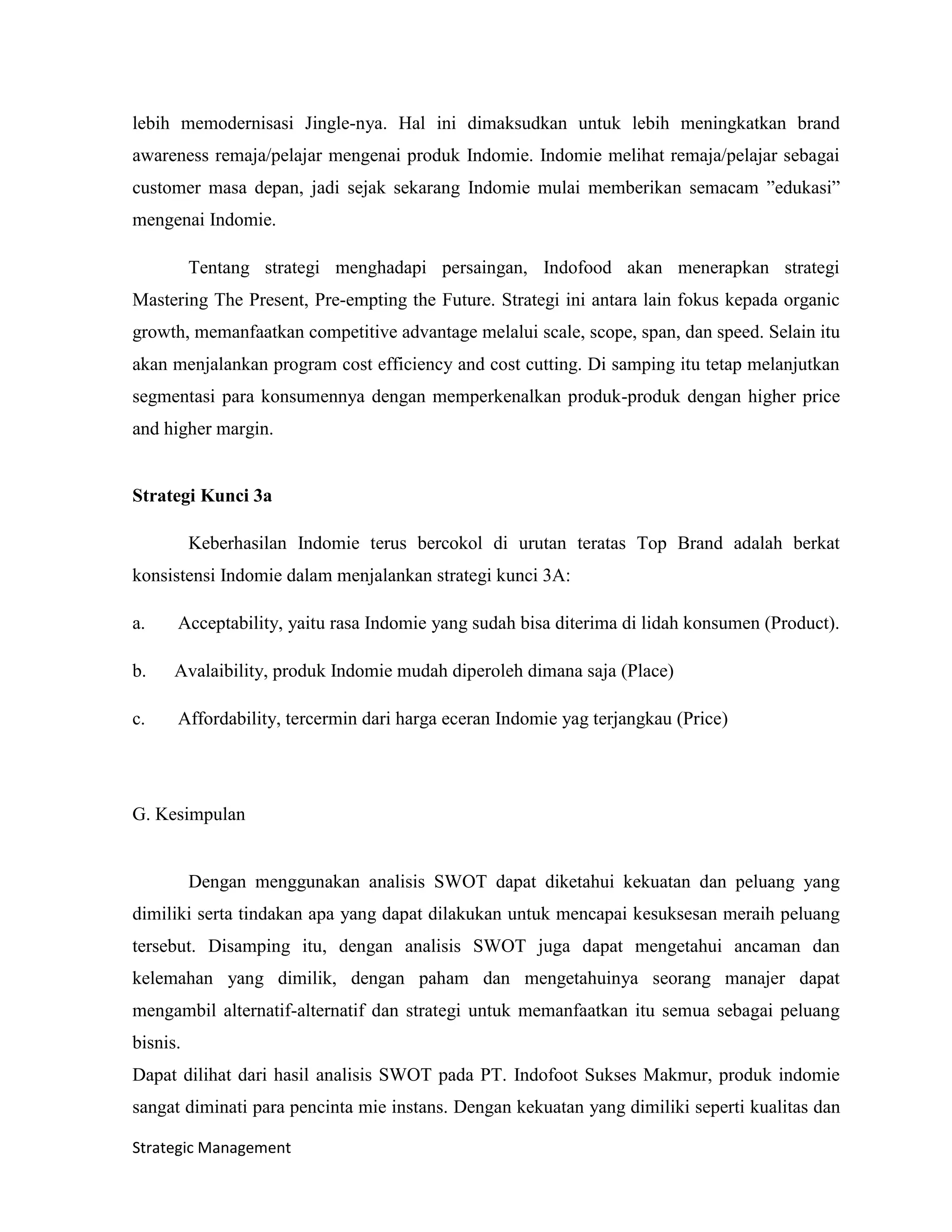 Analisis swot pt. indofood sukses makmur | PDF