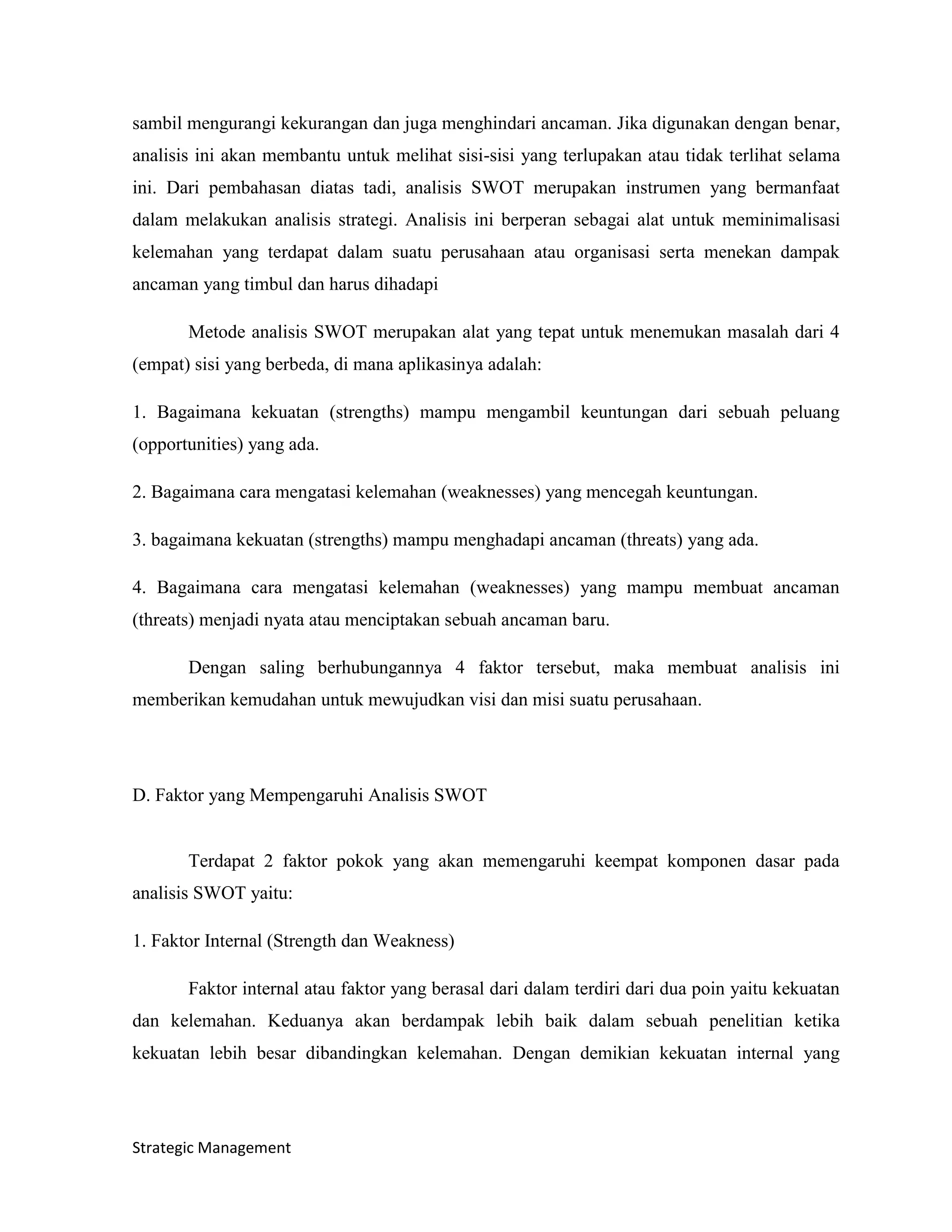 Analisis swot pt. indofood sukses makmur | PDF