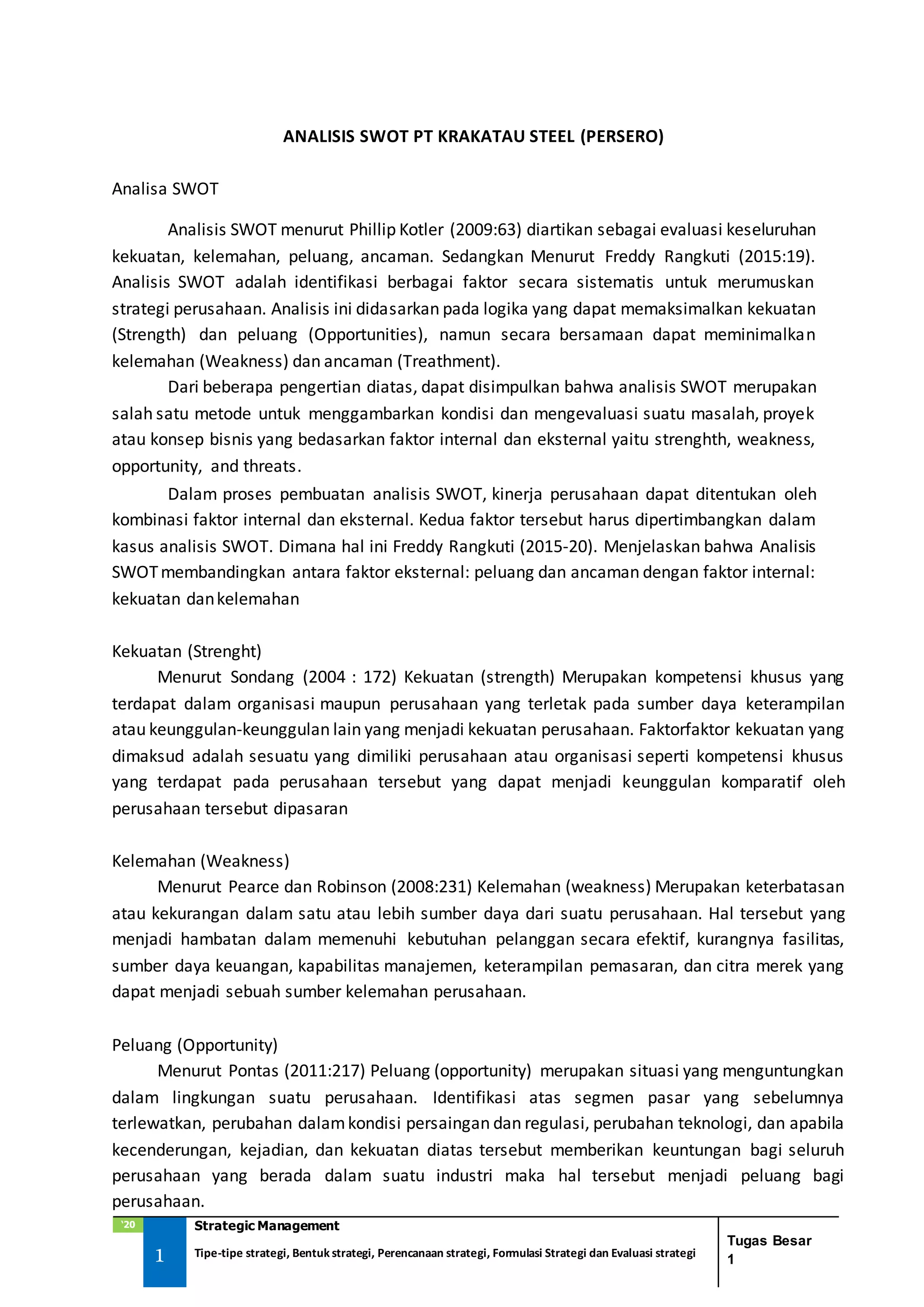 Analisis Swot Pt Krakatau Steel Persero Docx