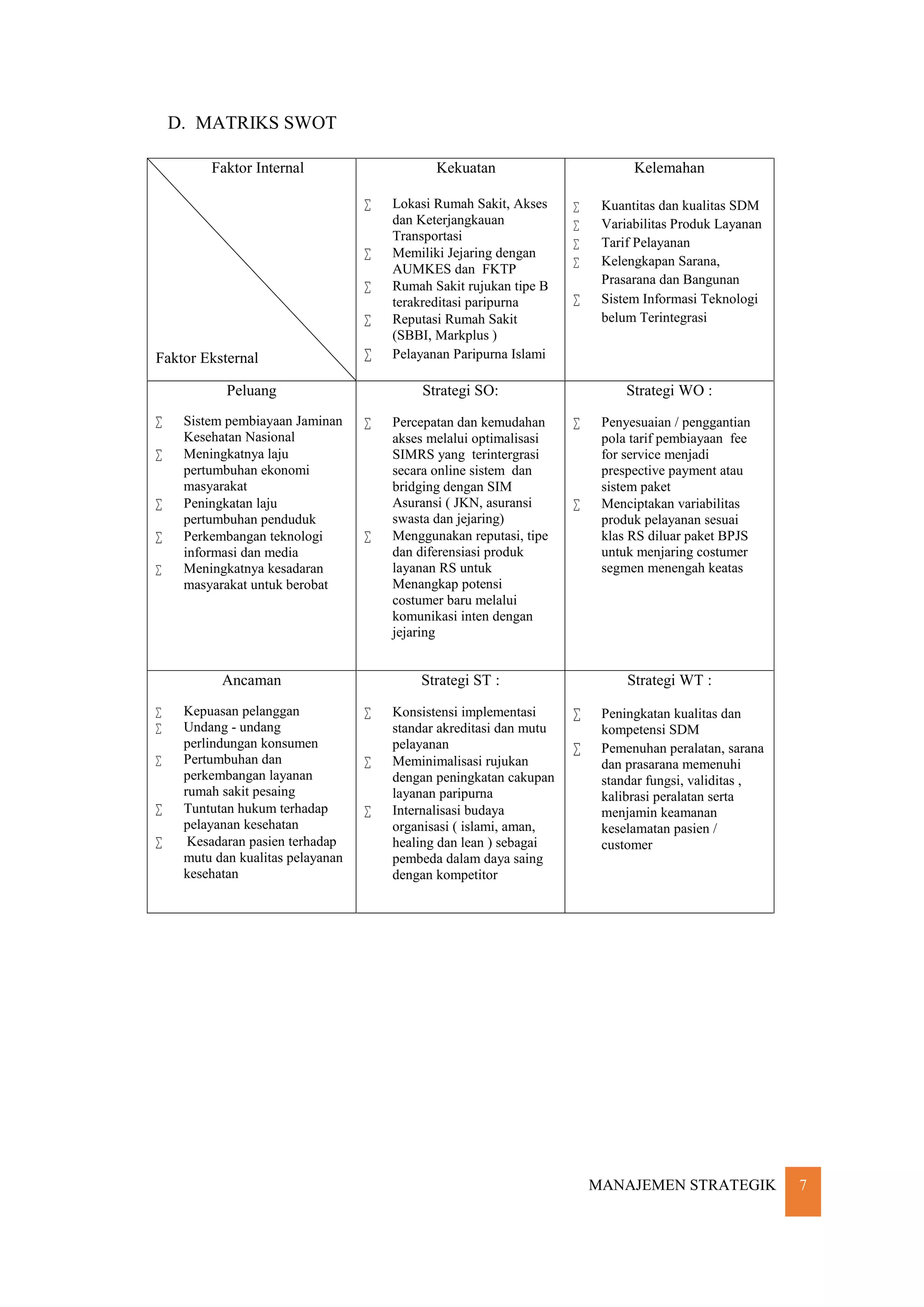 Analisis swot renstra | PDF
