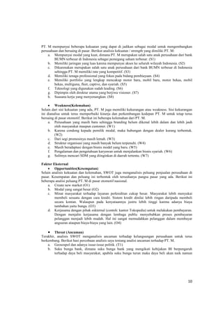 Analisis Swot Sebagai Dasar Perumusan Strategi Bisnis pada PT. M | PDF