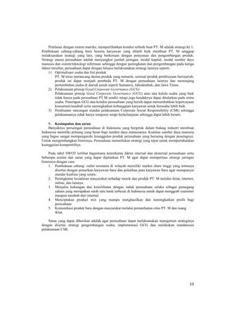 Analisis Swot Sebagai Dasar Perumusan Strategi Bisnis pada PT. M | PDF