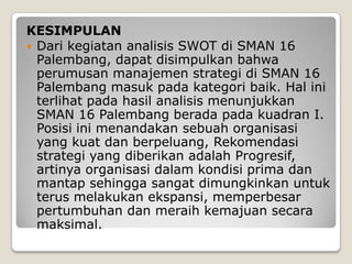 Analisis swot sman 16 Palembang | PPTX