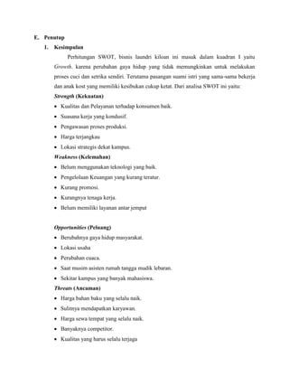 Analisis swot usaha rumahan laundry | PDF