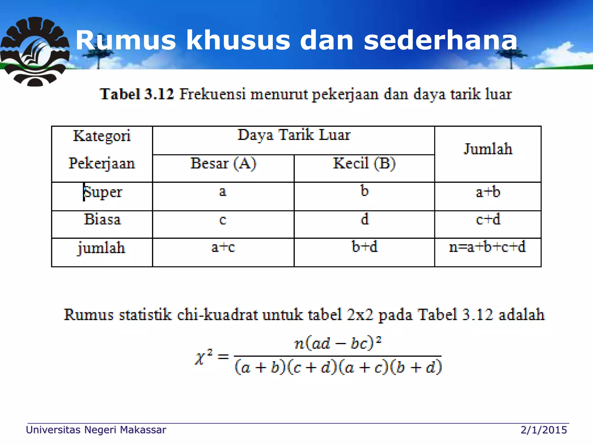 Analisis tabel silang | PPTX