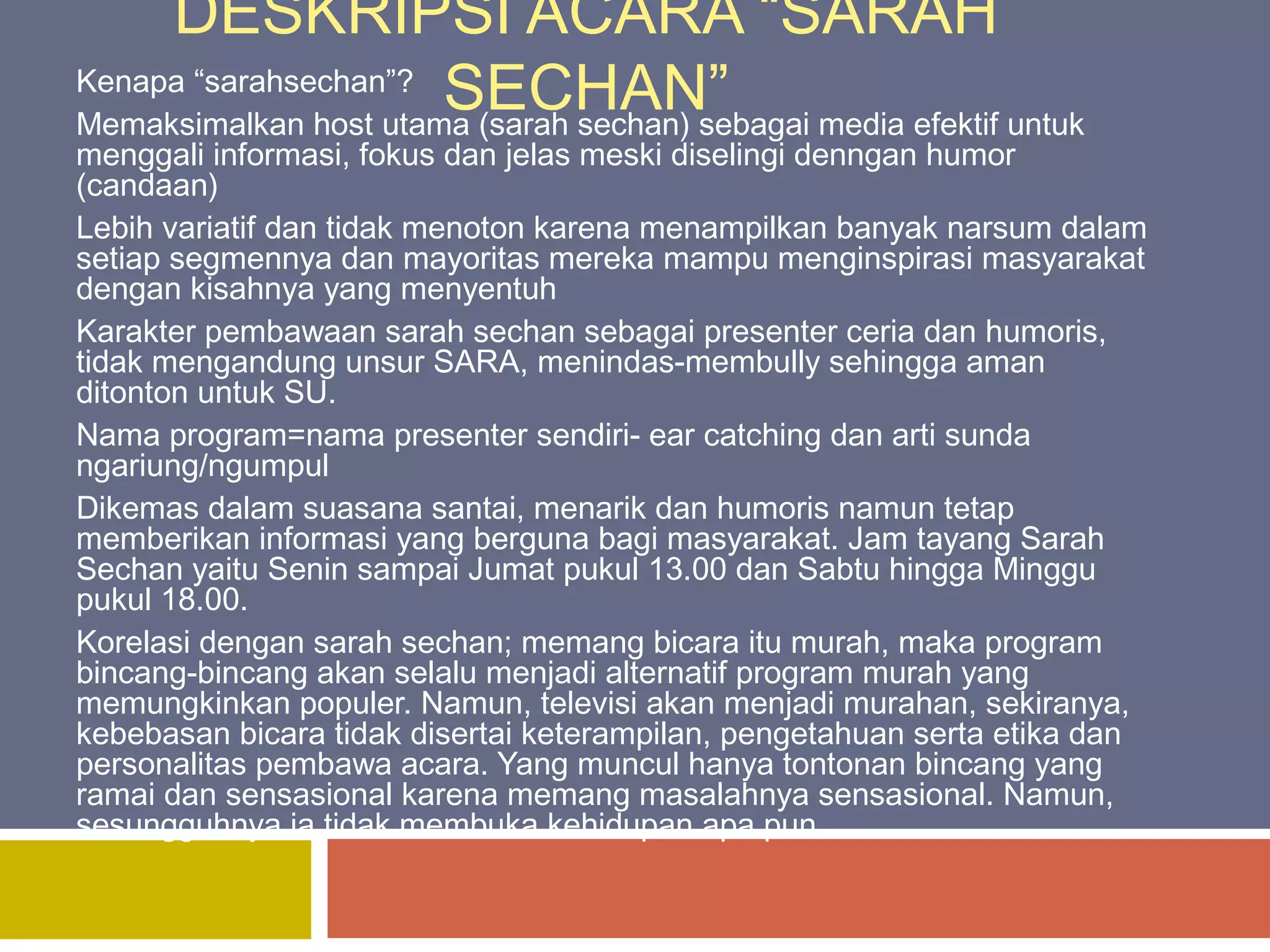 Analisis talkshow sarah sechan | PPT
