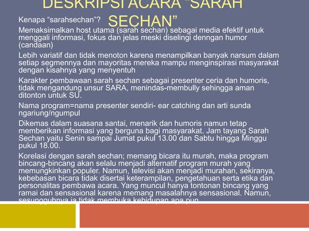 Analisis talkshow sarah sechan | PPT