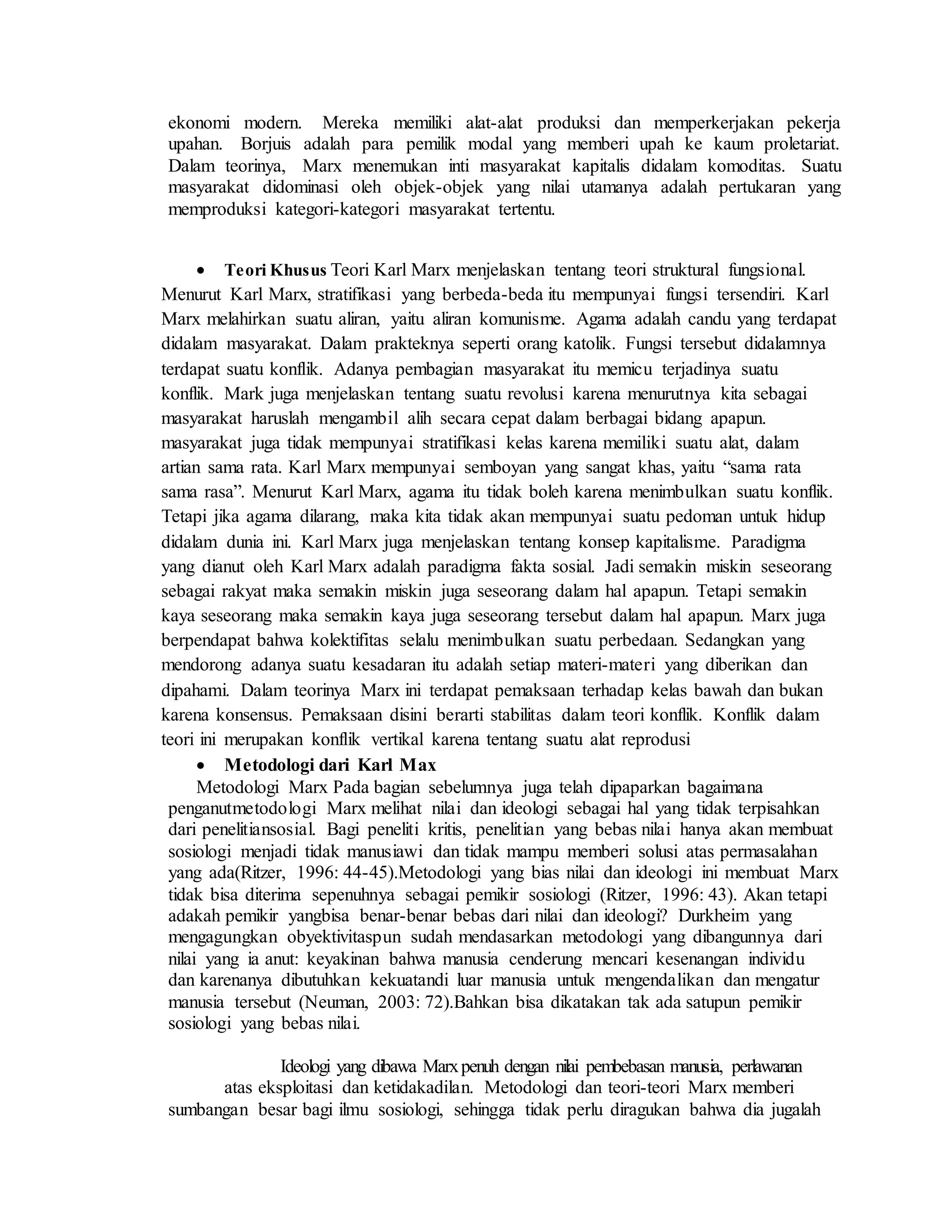 Analisis teori karl max dan max weber(2) | DOCX