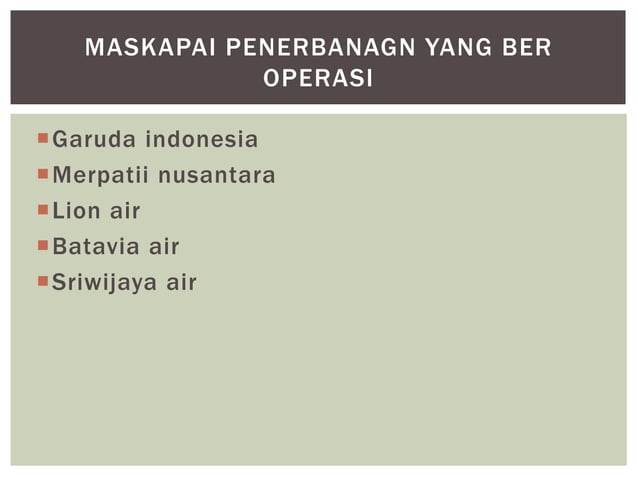 Analisis timetable penerbangan dari dan ke bandara radin | PPT