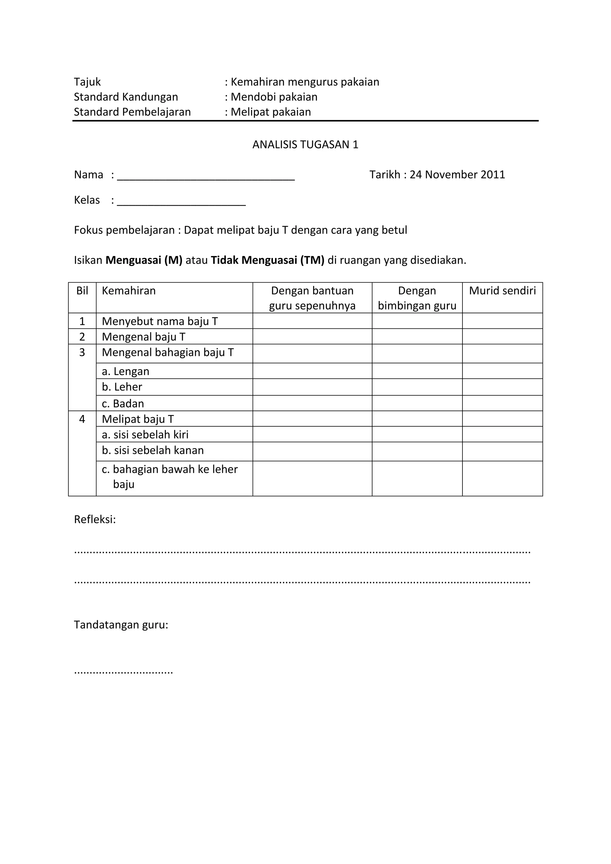 Analisis tugasan 1 | DOCX