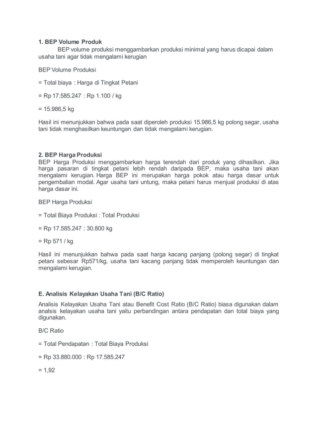 Analisis usaha tani kc panjang | DOCX