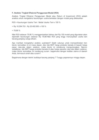 Analisis usaha tani kc panjang | DOCX