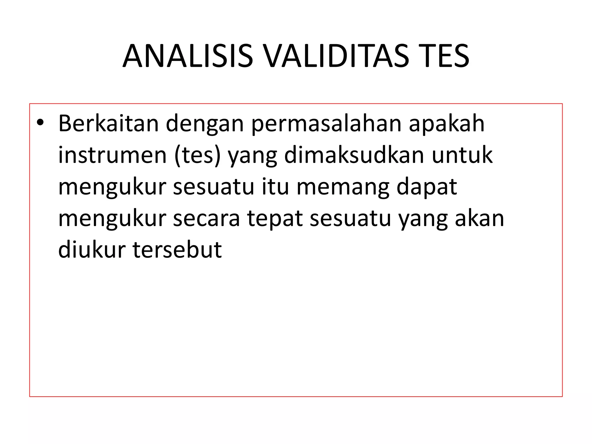 Analisis validitas instrumen | PPTX