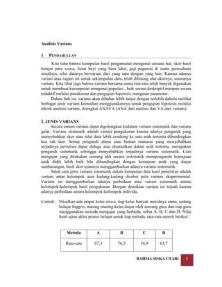 Makalah Analisis varians | PDF