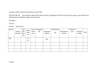 Analisis vegetasi plot kuadrat | DOC