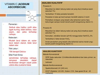 Analisis Kualitatif dan Kuantitatif Vitamin | PPTX