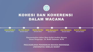 ANALISIS WACANA KOHESI DAN KOHERENSI | PPTX