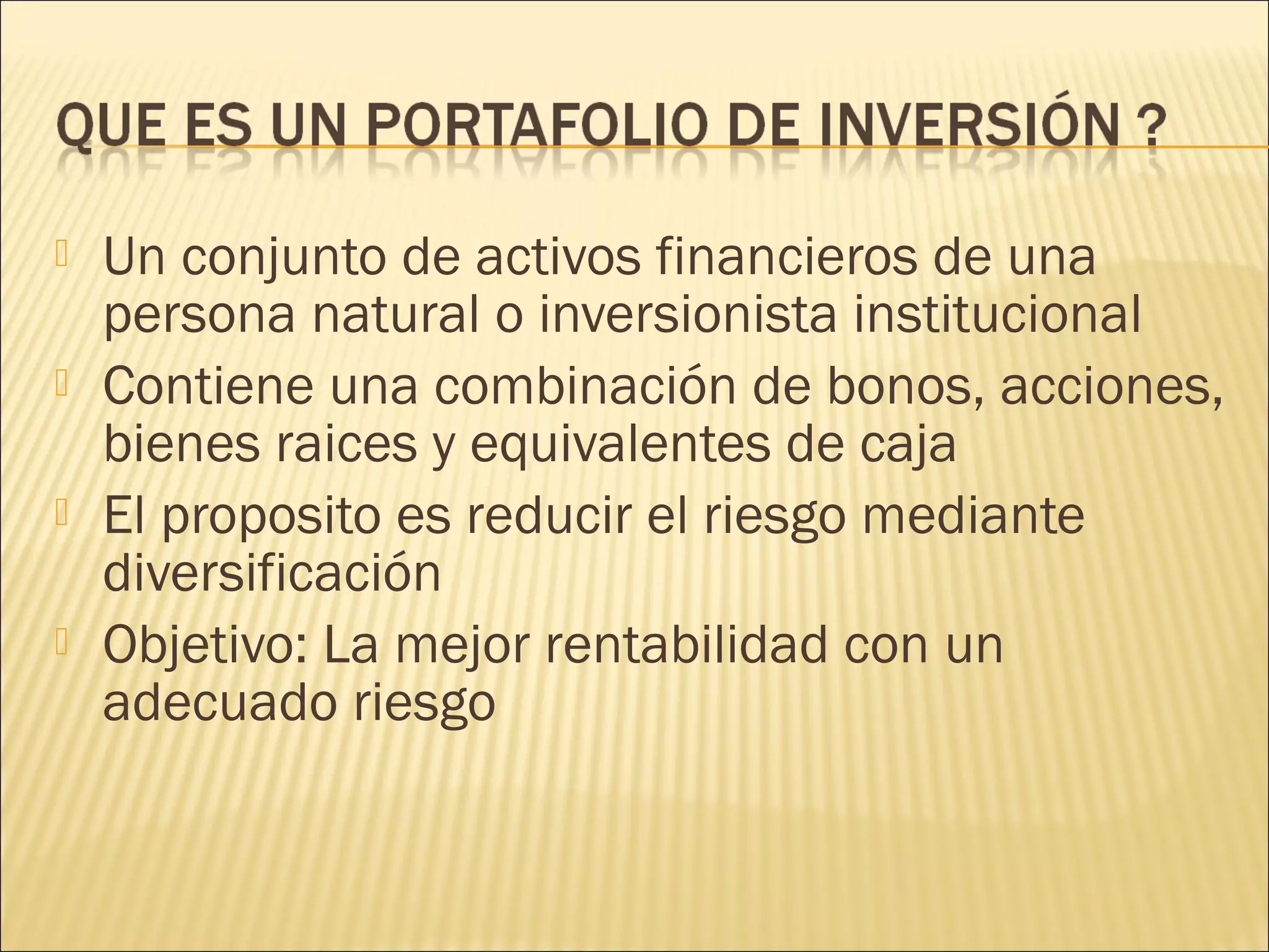 Analisis y Manejo de Carteras de Inversión | PPT