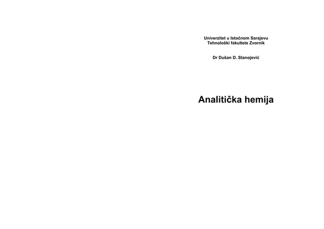 Analiticka hemija - Dušan D.Stanojević | PDF
