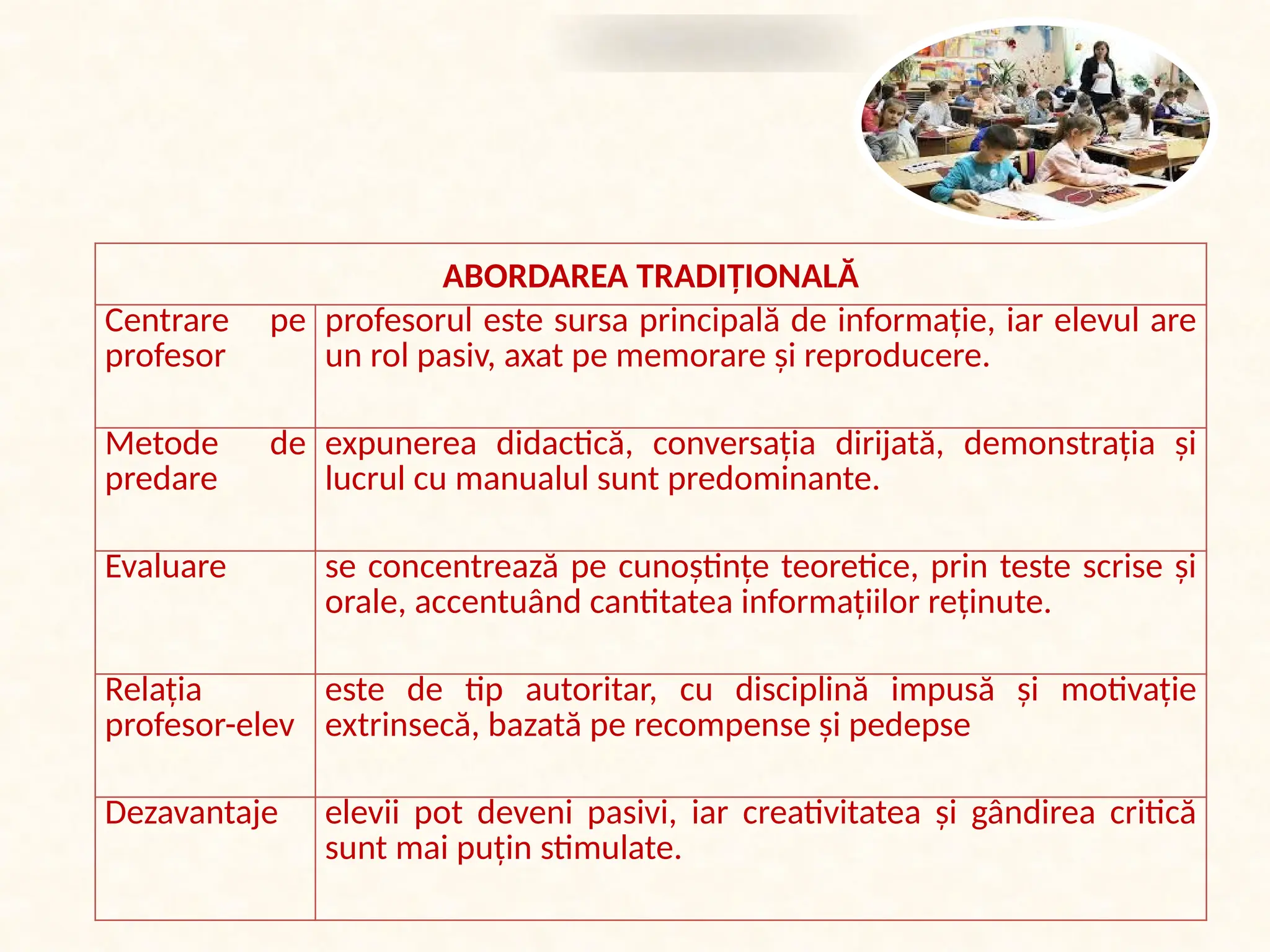 Analiza comparativa - Abordări didactice clasice si moderne | PPTX
