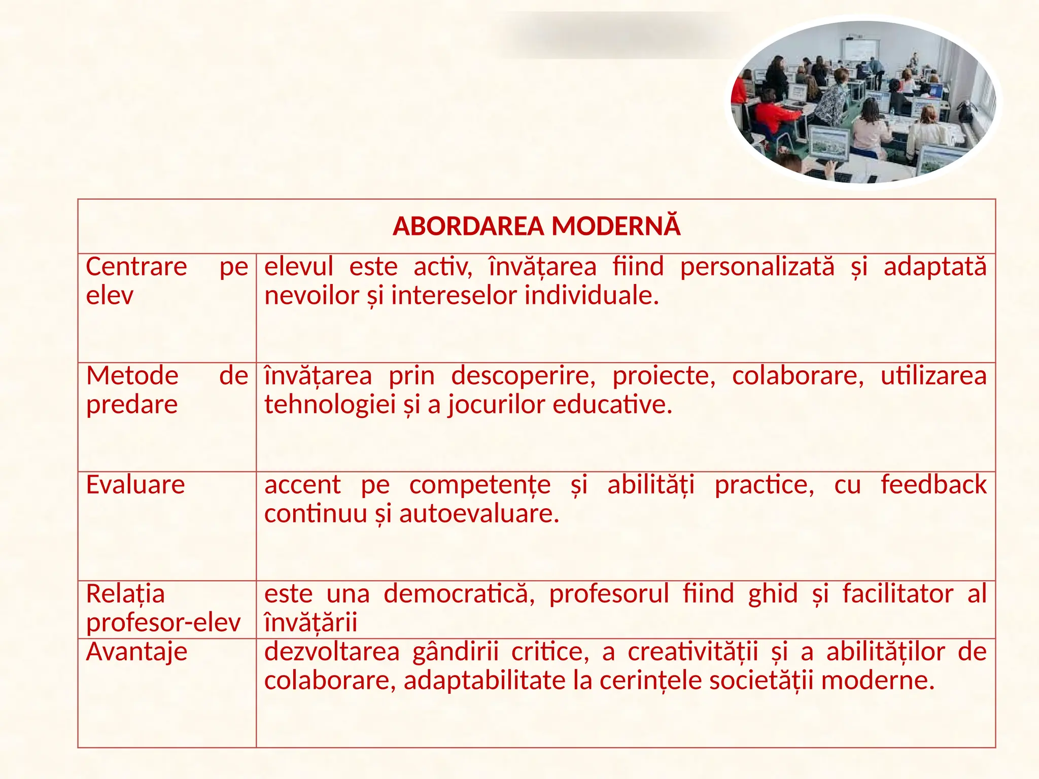 Analiza comparativa - Abordări didactice clasice si moderne | PPTX