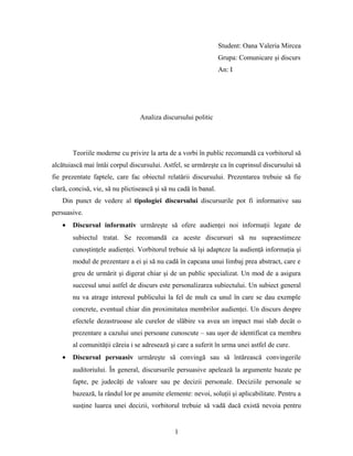 Analiza discursului politic | DOC