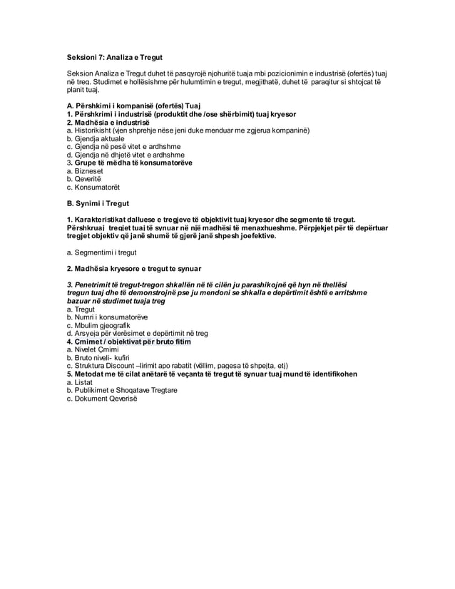 Analiza e tregut | PDF