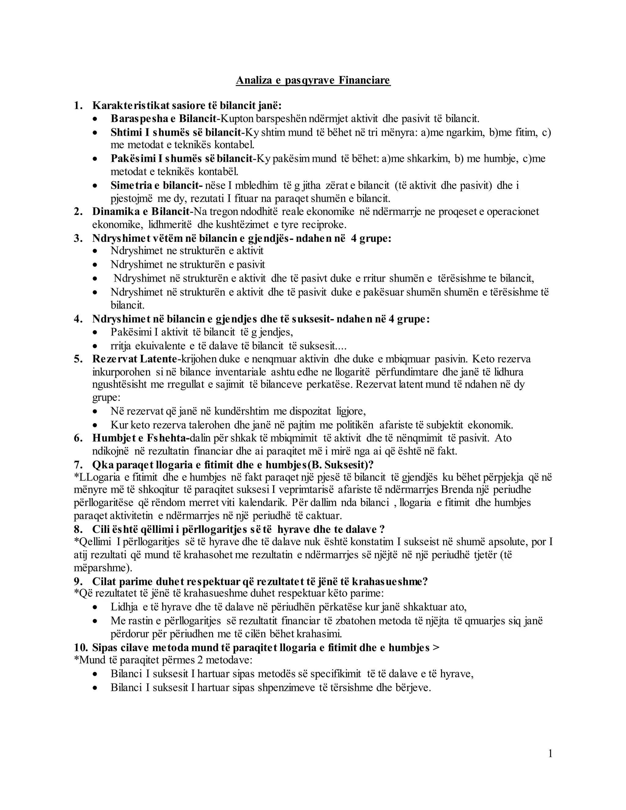 Analiza e pasqyrave Financiare Pyetje dhe pergjigje | DOCX