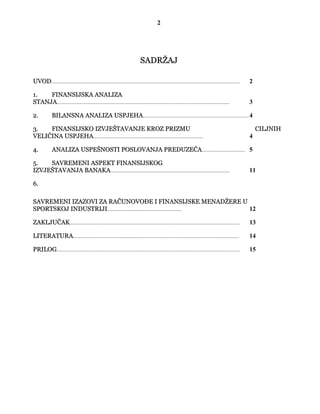 Analiza finansijskog polozaja preduzeca | DOC