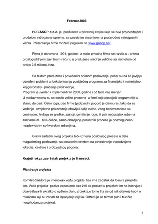 Analiza i projektovanje poslovnih procesa pd gasop d.o.o. | PDF