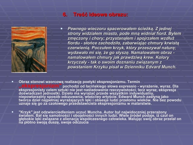 Analiza obrazu Krzyk - Edvard Munch | PPT