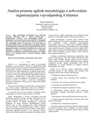 Analiza primene agilnih metodologija u softverskim organizacijama vojvodjanskog it klastera | PDF