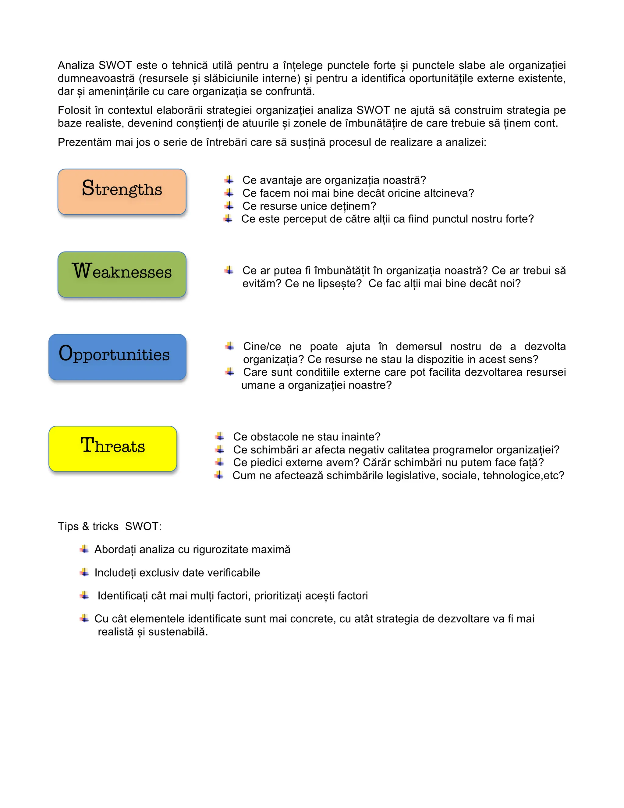 Analiza SWOT - fisa de lucru aplicabila pentru liceu | PDF